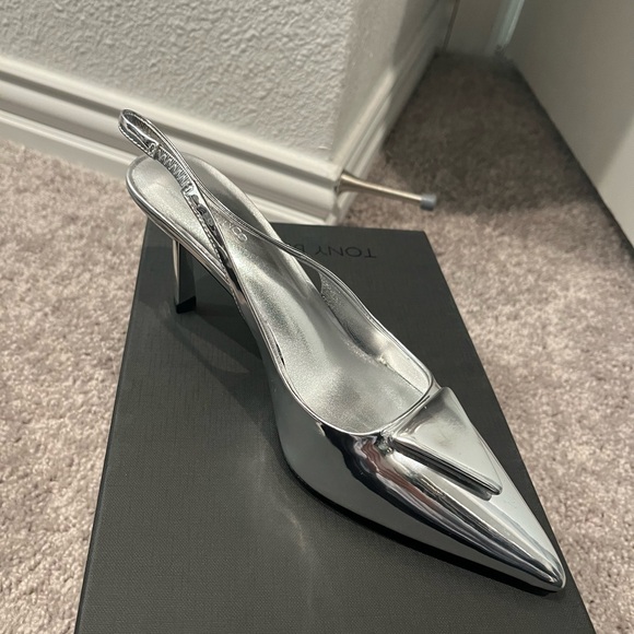 Tony Bianco | Shoes | Tony Bianco Metallic Silver Slingback Heels ...